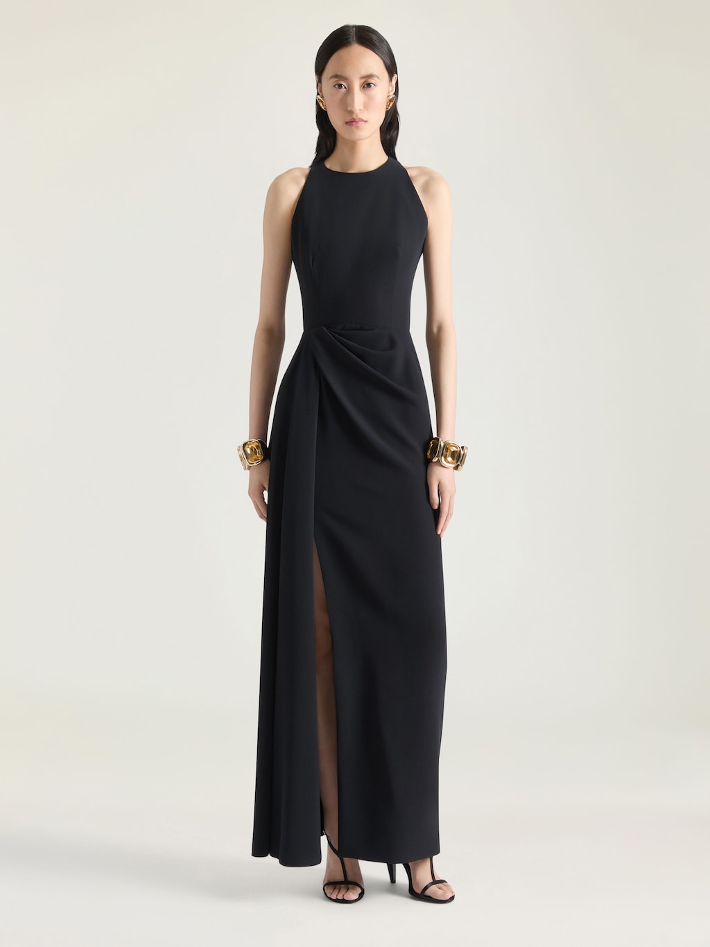 Draped halterneck evening dress in crepe cady in - black | Givenchy