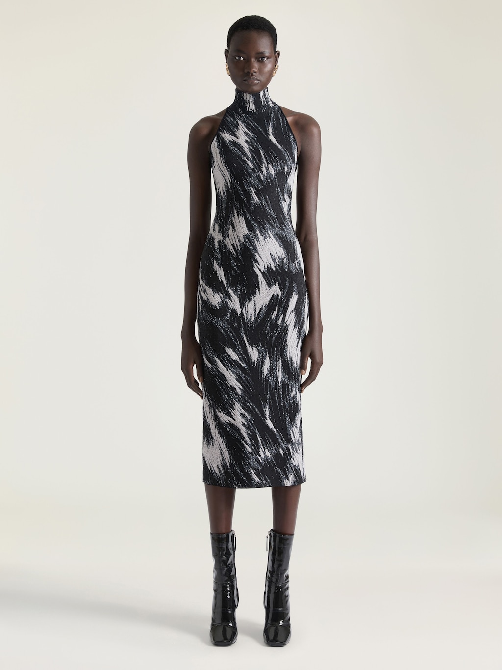 Halterneck dress in animal jacquard viscose | Givenchy CA | Givenchy