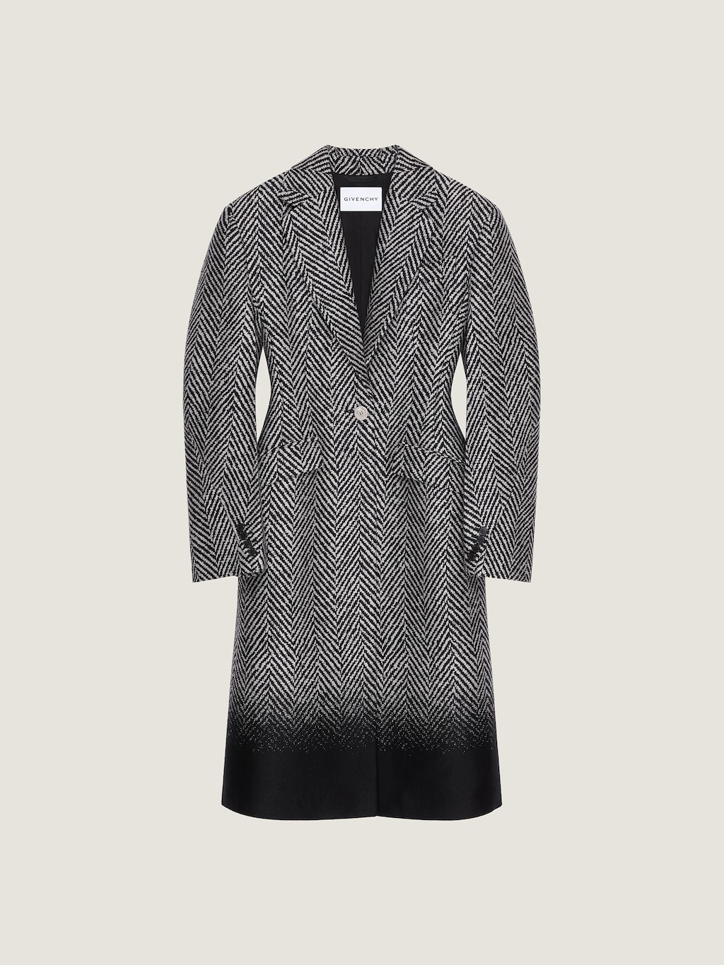Cocoon fitted coat in herringbone jacquard mixed wool | Givenchy CA ...