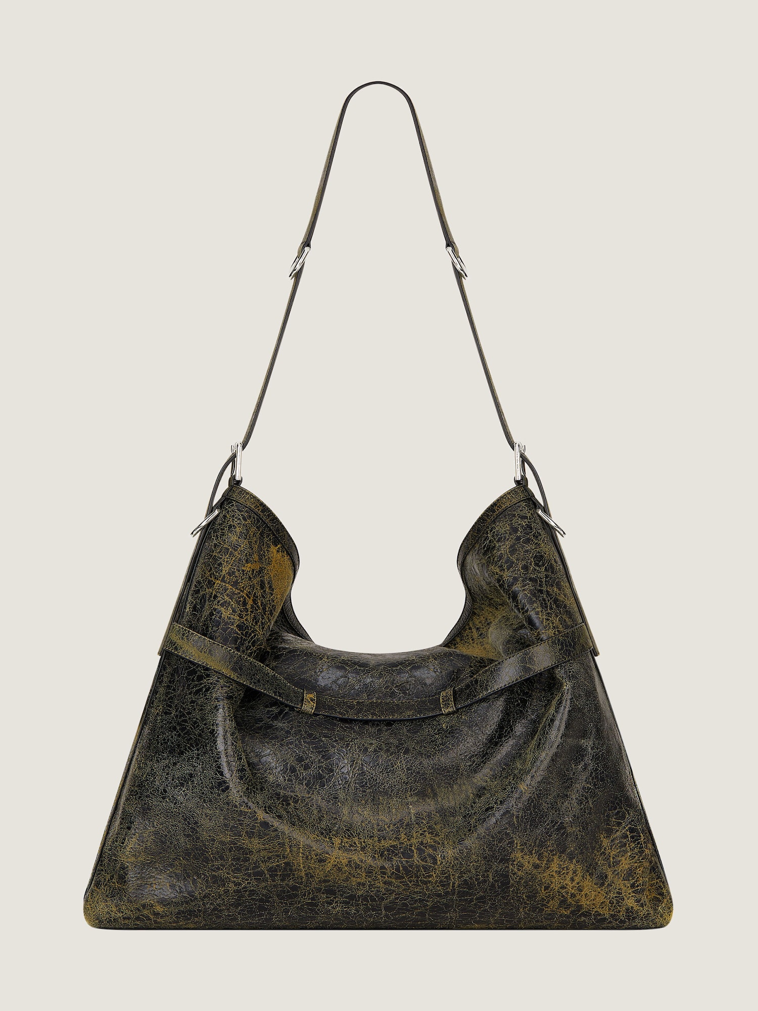Large Voyou bag in crackled leather in - black/yellow | Givenchy US