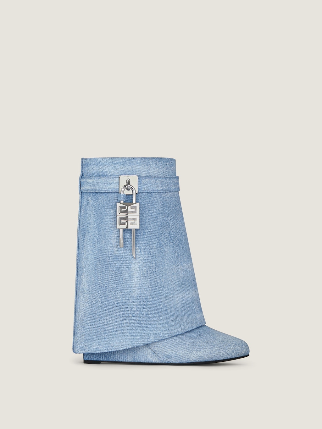 Shark Lock ankle boots in washed denim in - medium blue | Givenchy US