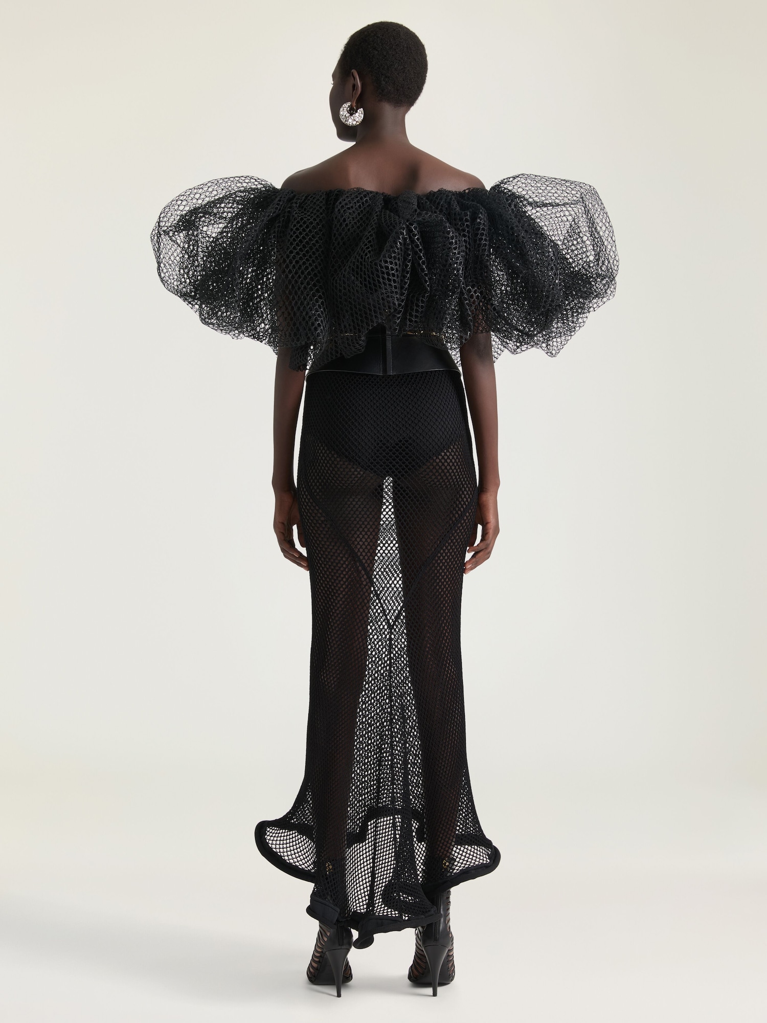 Robe à volants en mesh - noir BW22PB4ZT1-001 | GIVENCHY FR