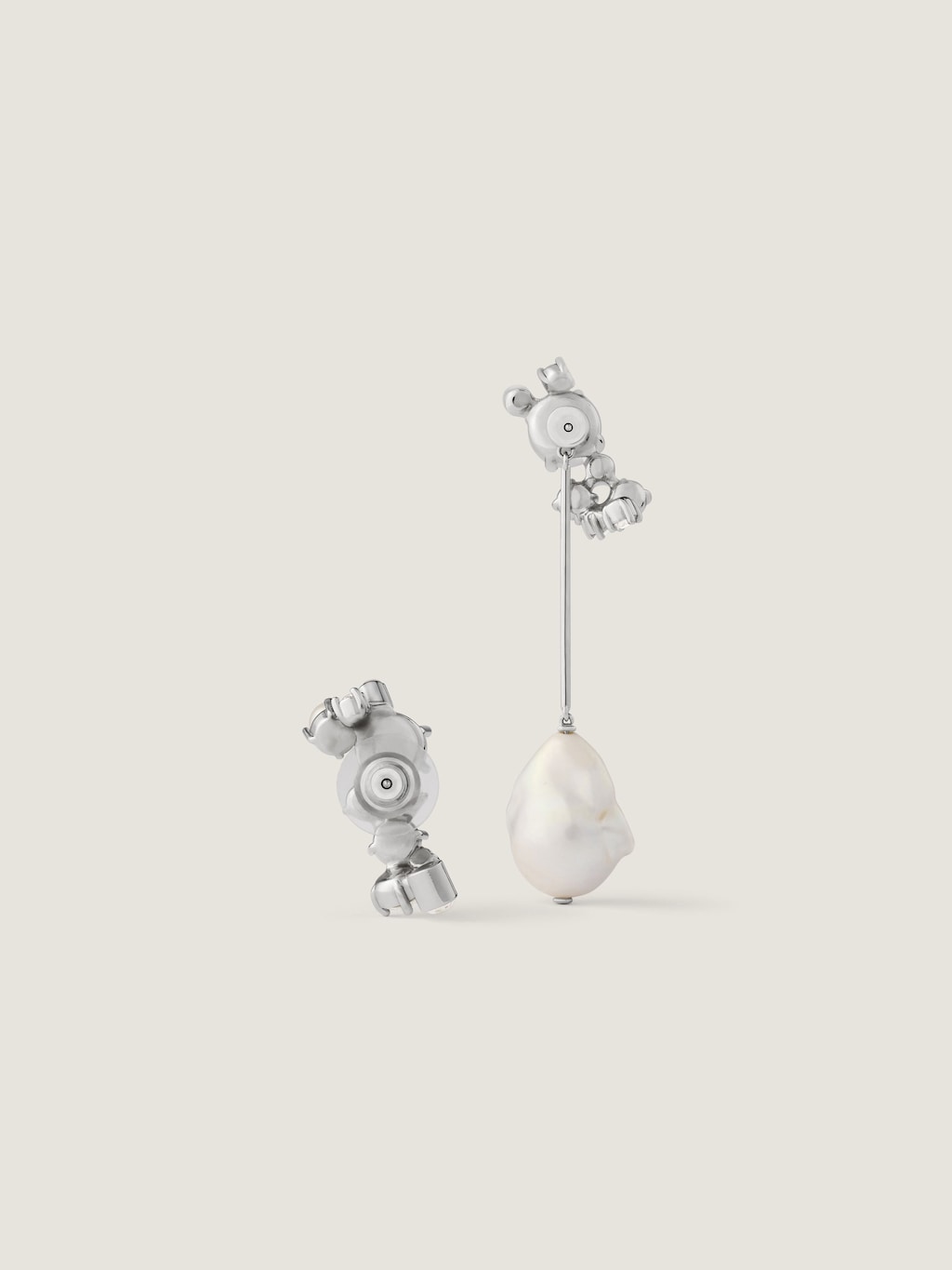Crystal Pearl asymmetric earrings in metal, crystals and pearls ...