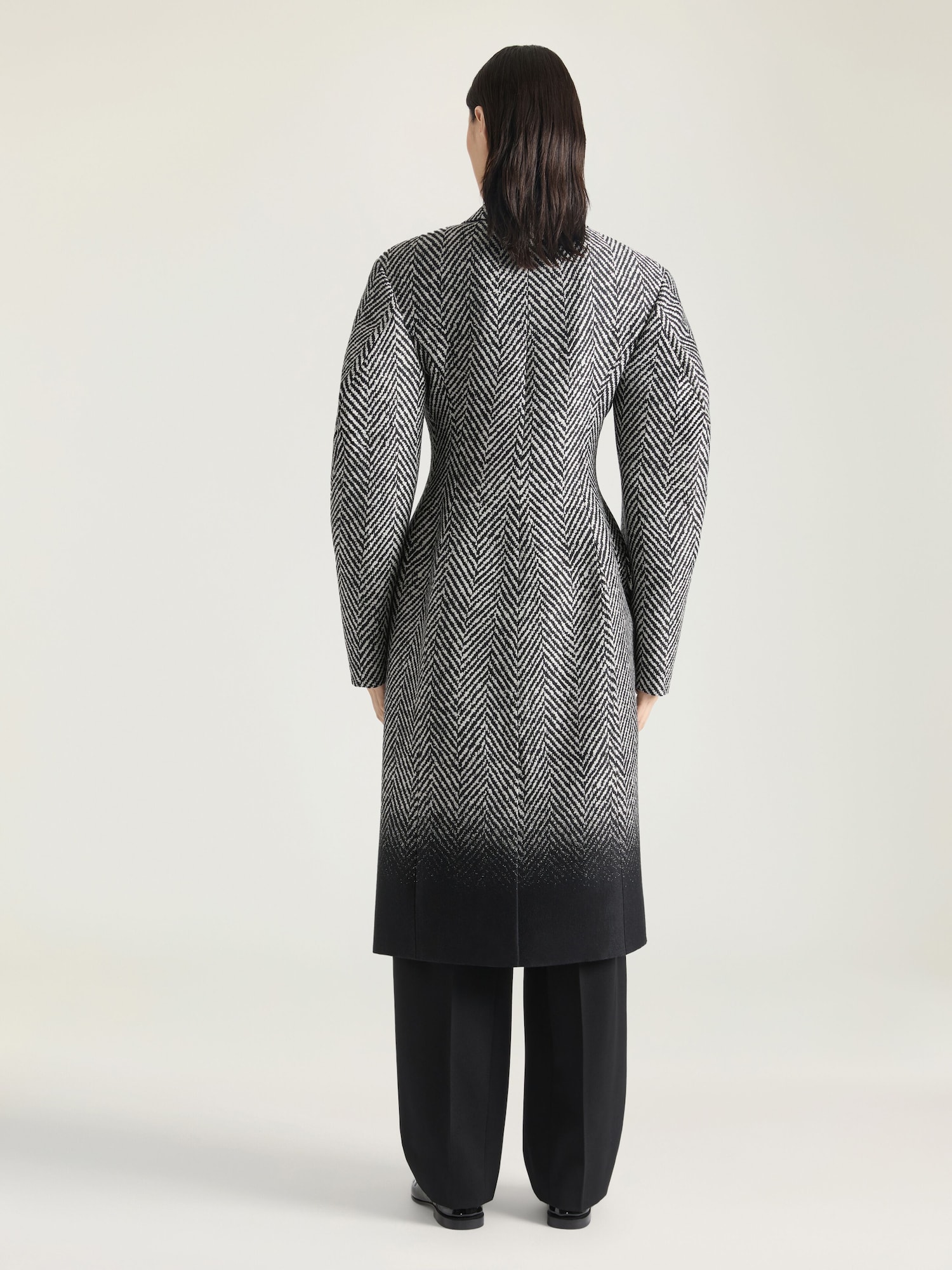 Cocoon fitted coat in herringbone jacquard mixed wool | Givenchy CA ...