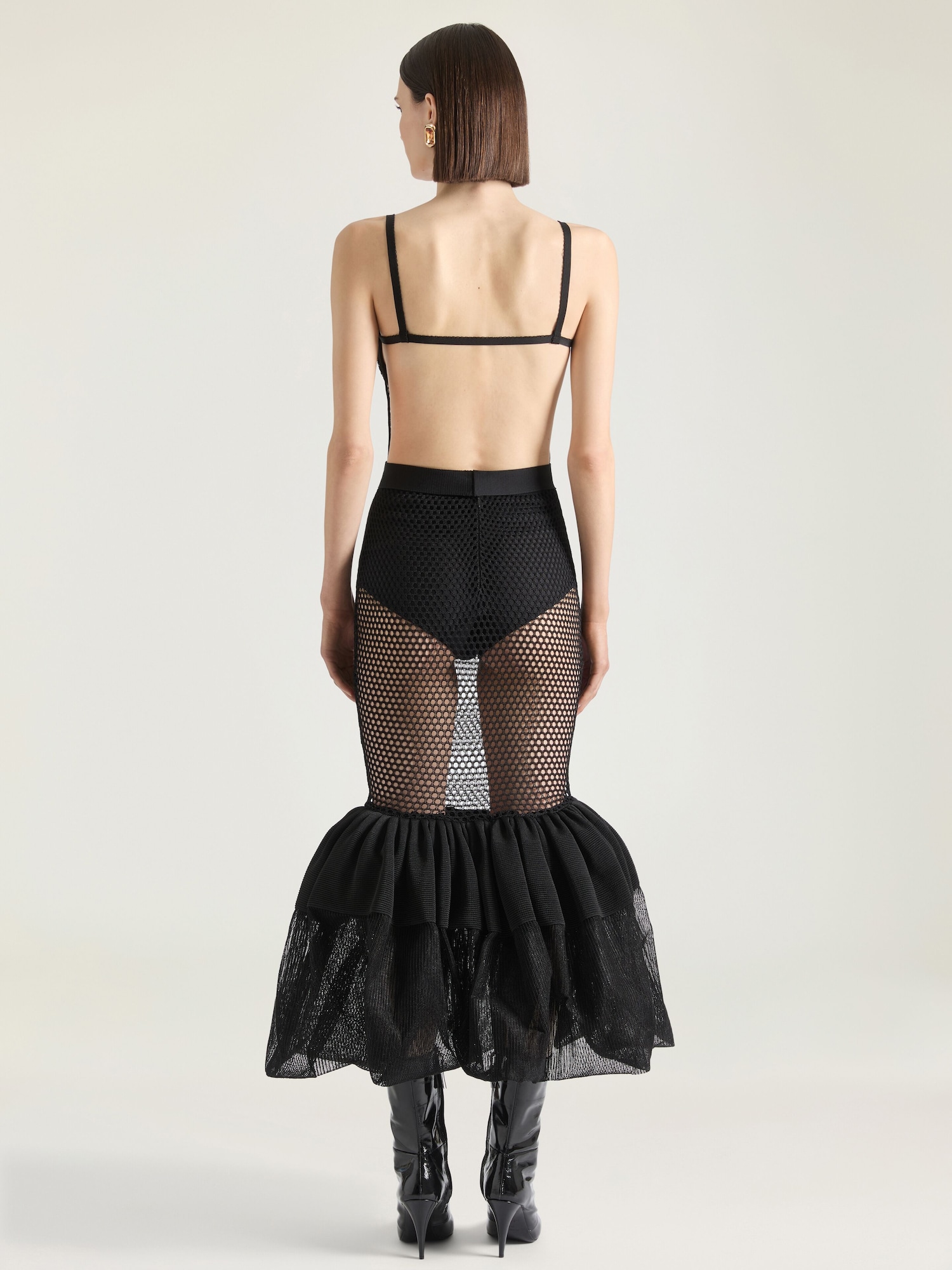 Open back ruffled dress in mesh | Givenchy US | Givenchy