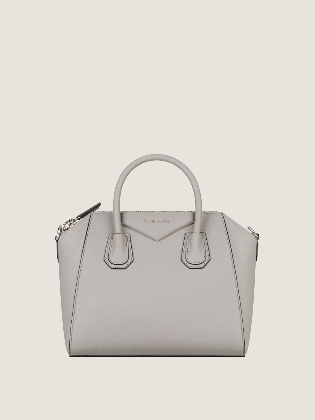 Mini Antigona bag in grained leather in - pearl grey 2 | Givenchy US