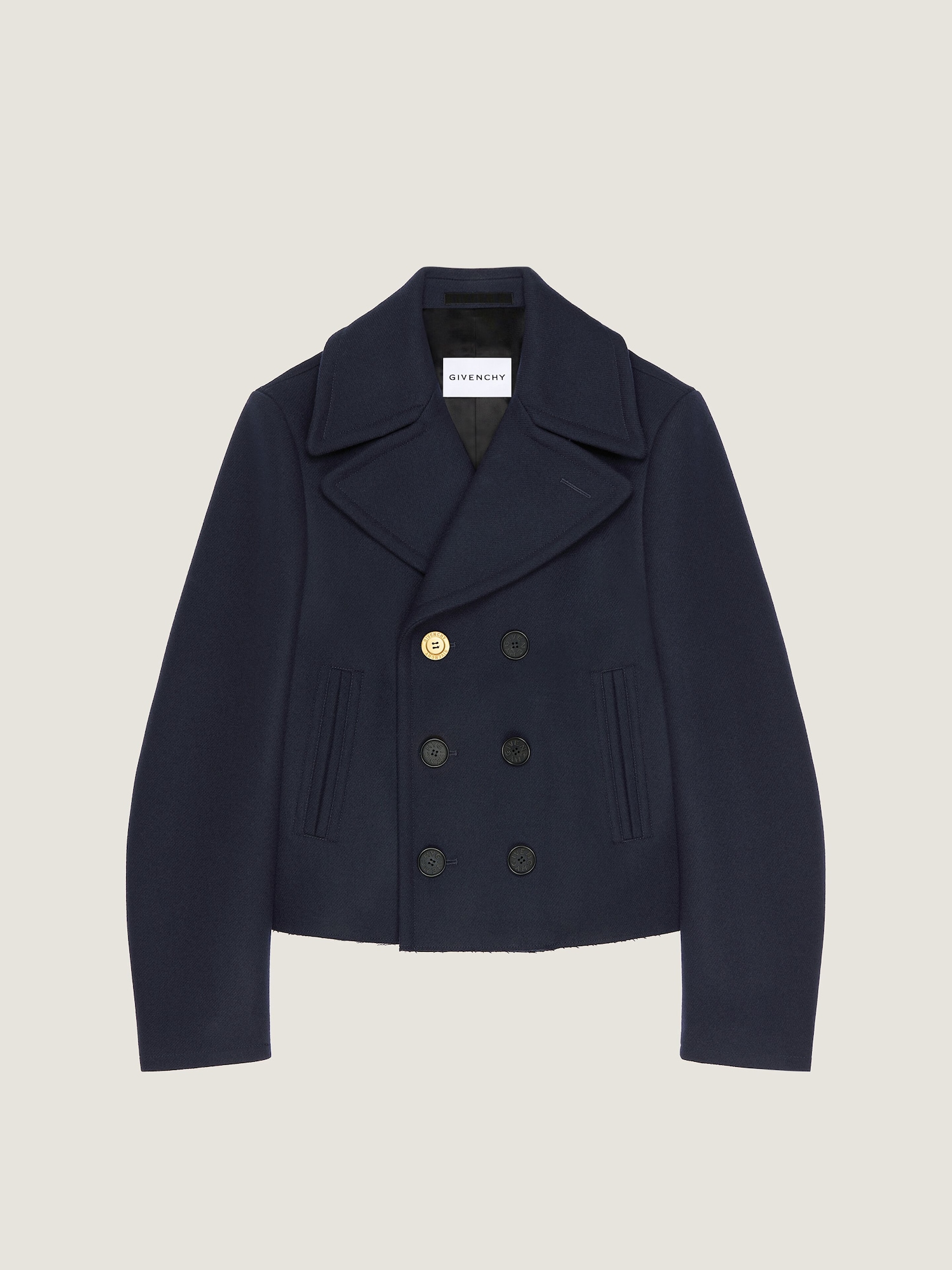 Cropped pea coat in wool in - dark navy - BM01FG16BK-499 | Givenchy US