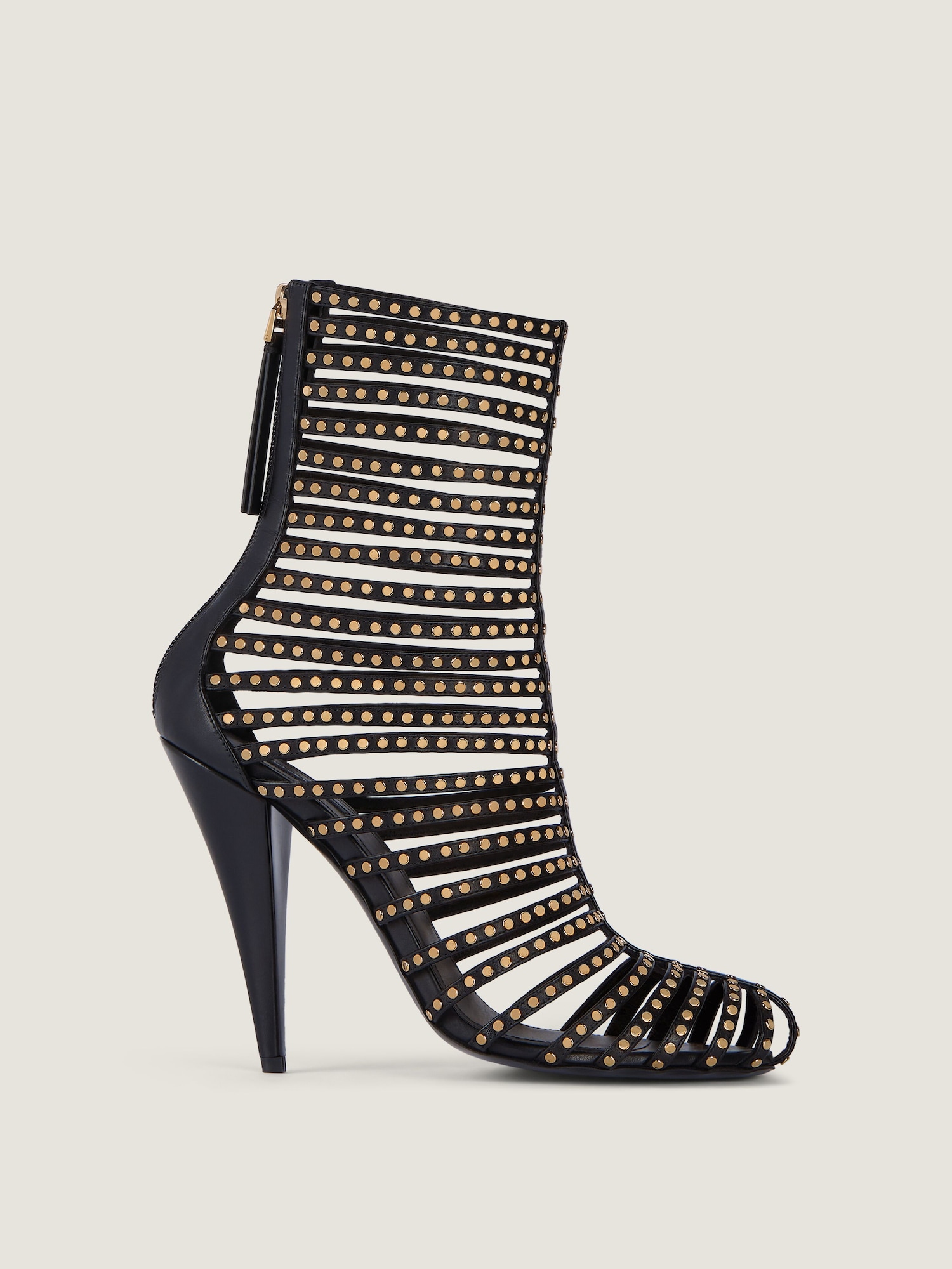 Cage ankle boots in leather with studs in - black - BE605ME2FV-001 ...