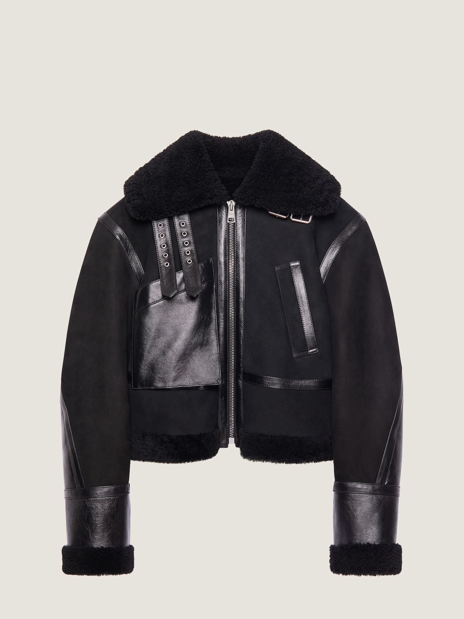 Aviator jacket in shearling in - black - BW00TK61VV-001 | Givenchy