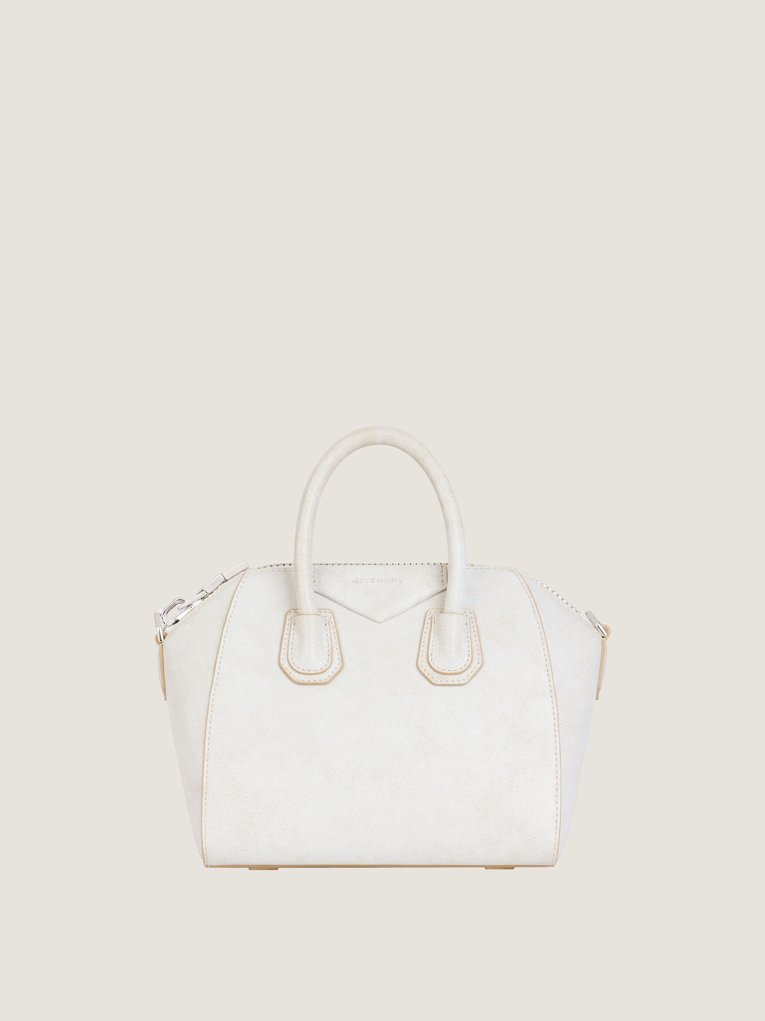 Mini Antigona bag in aged leather in - ivory | Givenchy US