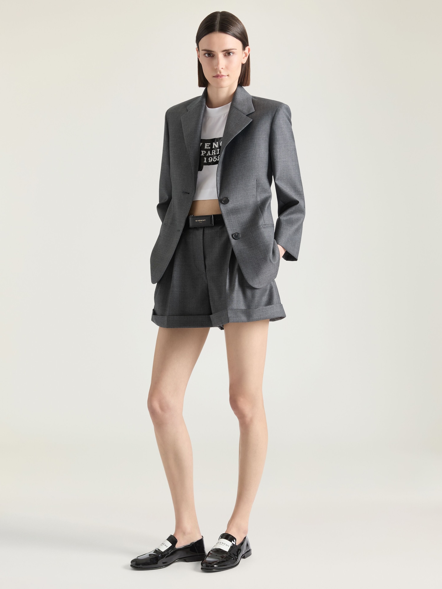 Double pleat shorts in wool in - grey mix | Givenchy