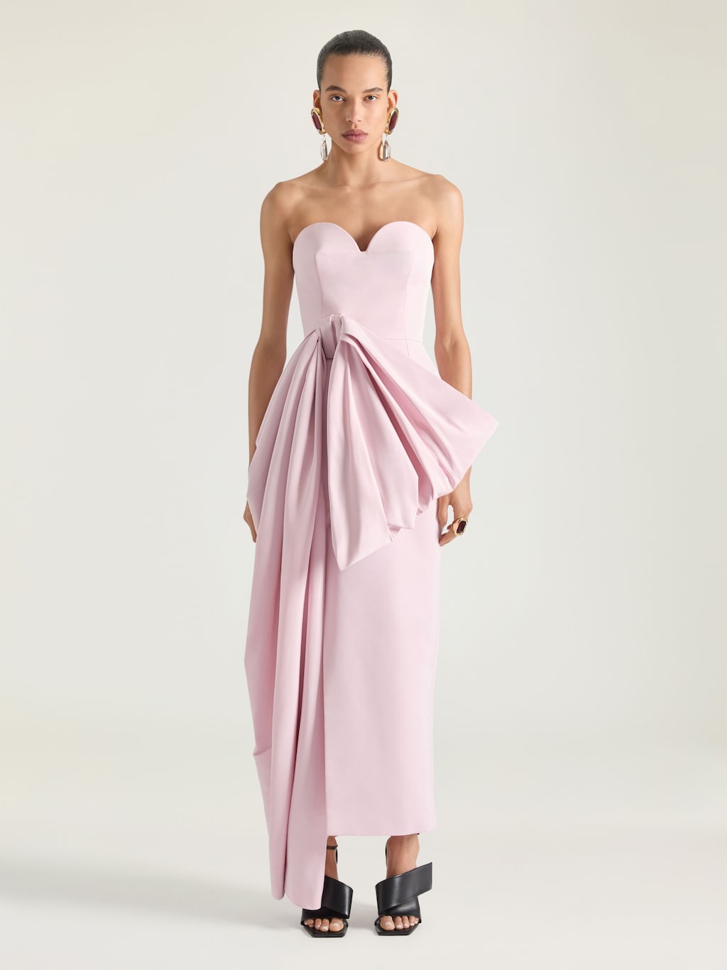 Robe du soir bustier en tissu technique avec nœud - rose clair ...