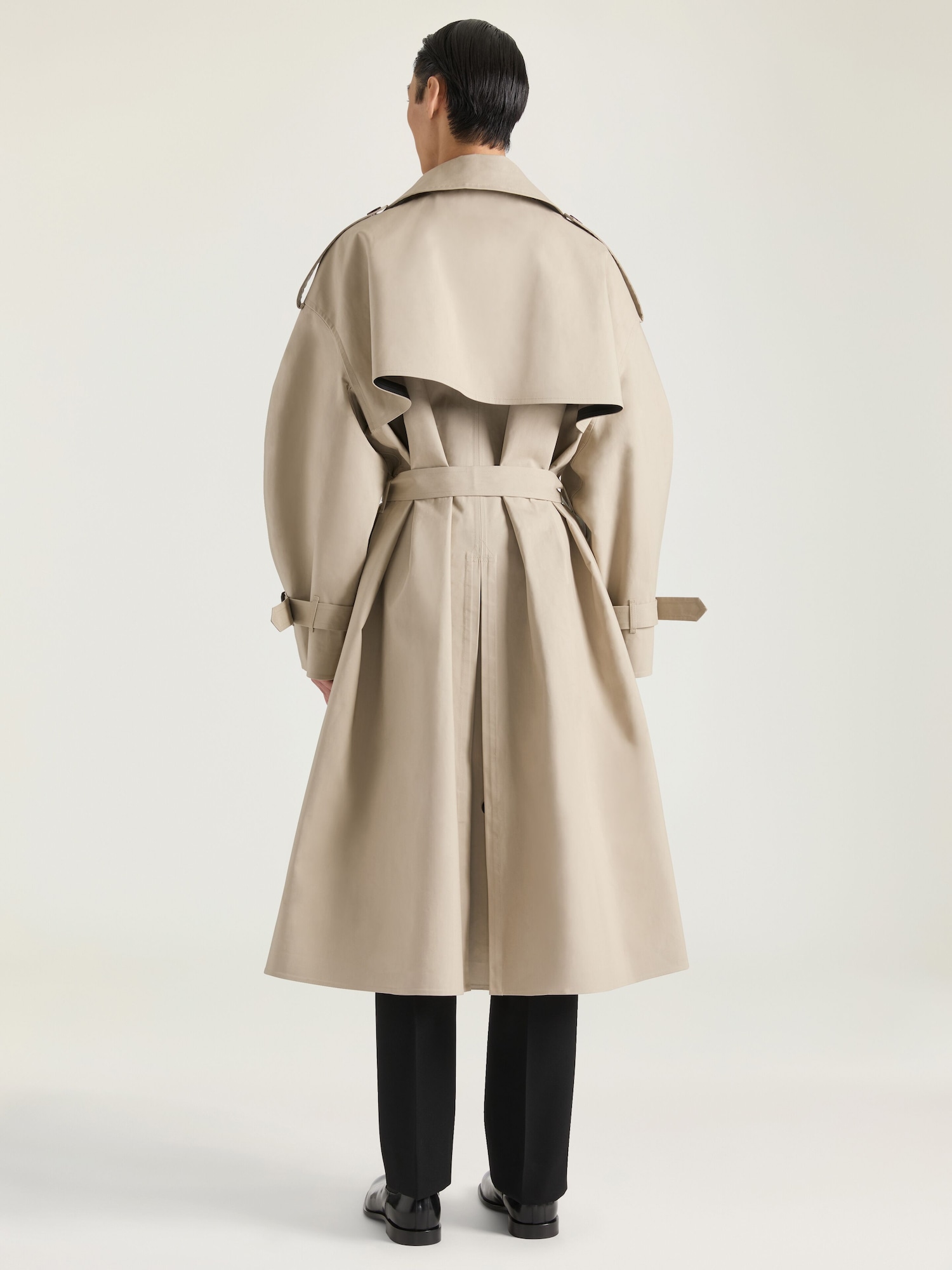 Couture Seam trench coat in cotton in - beige/black - BMC09E164R-255 ...