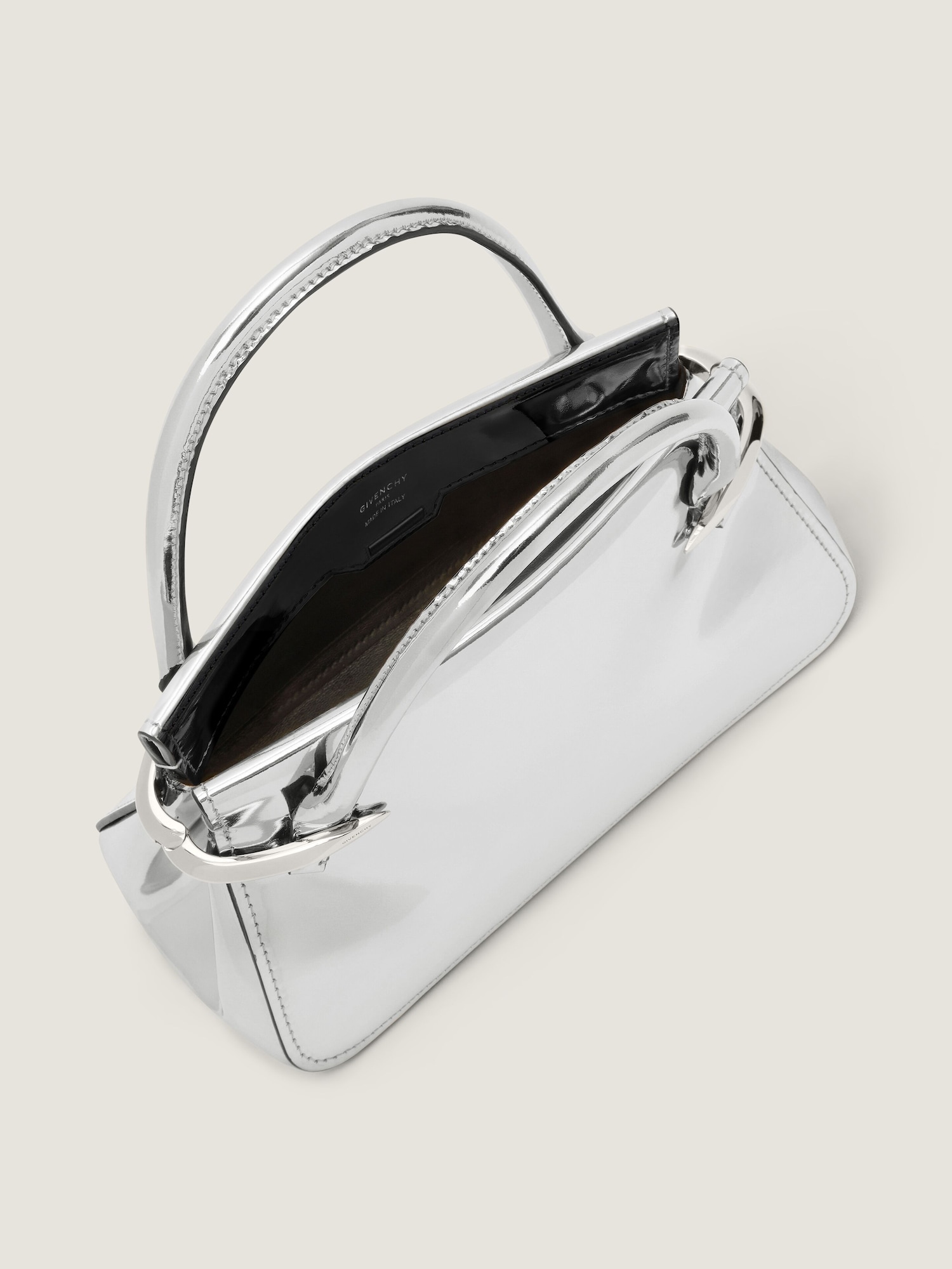 Mini Pinch bag in mirror effect leather in - silvery | Givenchy GB
