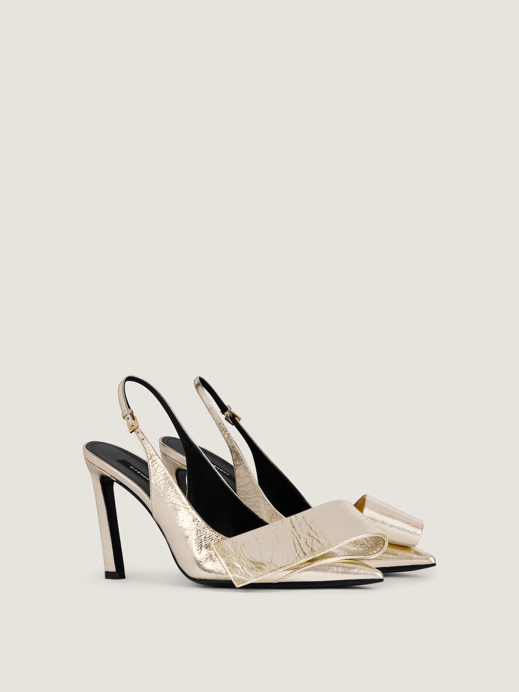 Twisted Ribbon slingbacks pumps in metallic leather in - golden ...