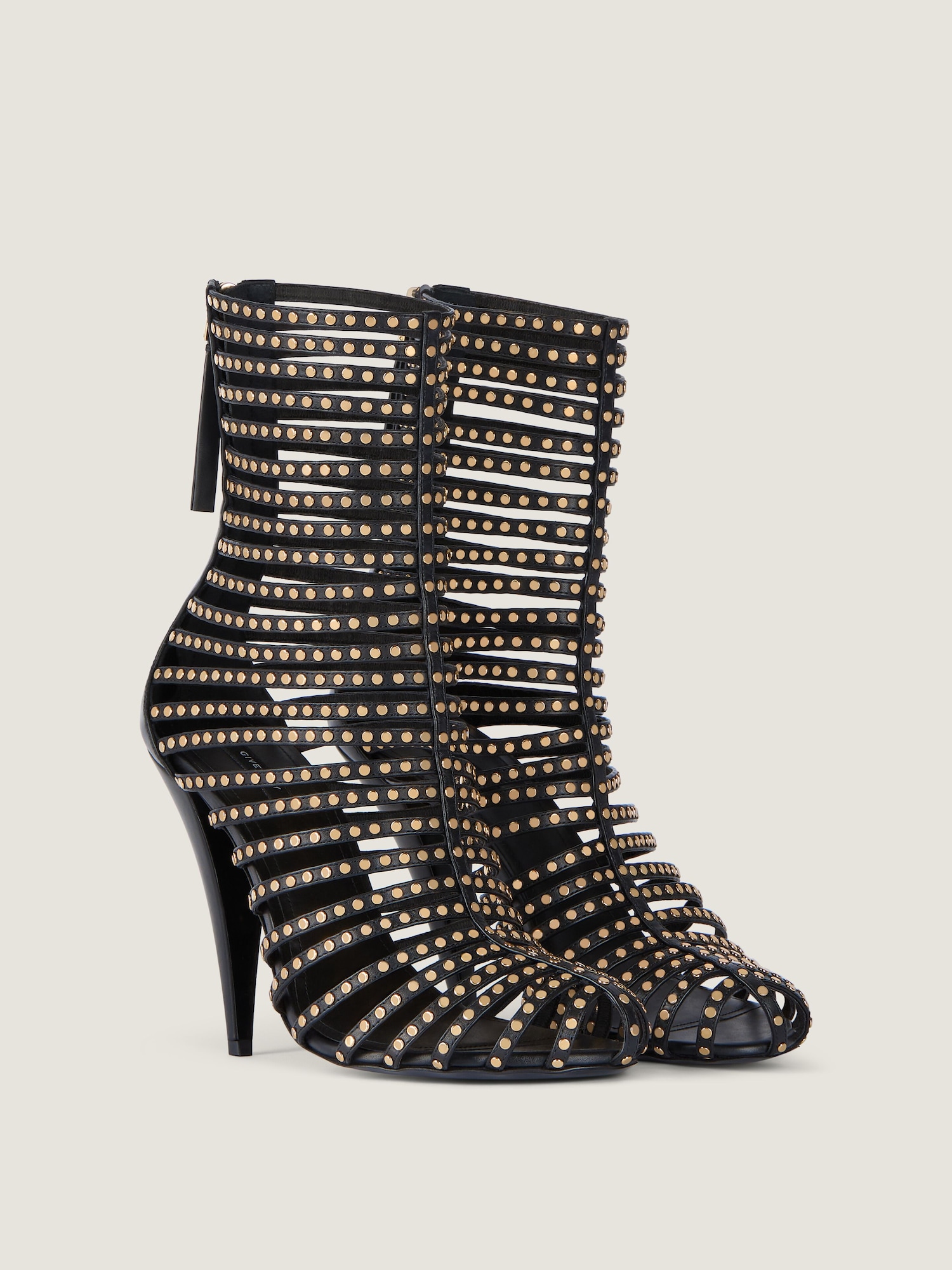 Cage ankle boots in leather with studs in - black - BE605ME2FV-001 ...