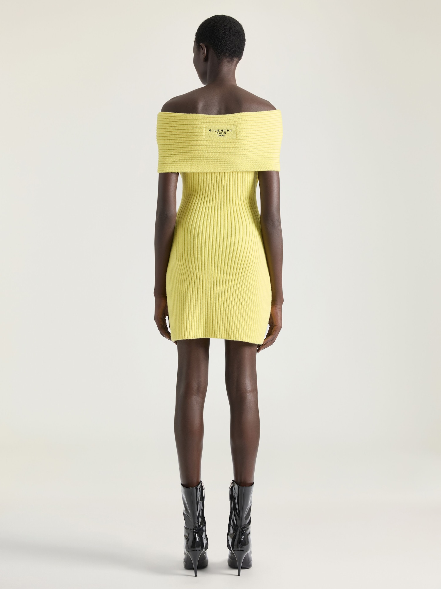 Off-the-shoulder mini dress in wool in - acid yellow | Givenchy