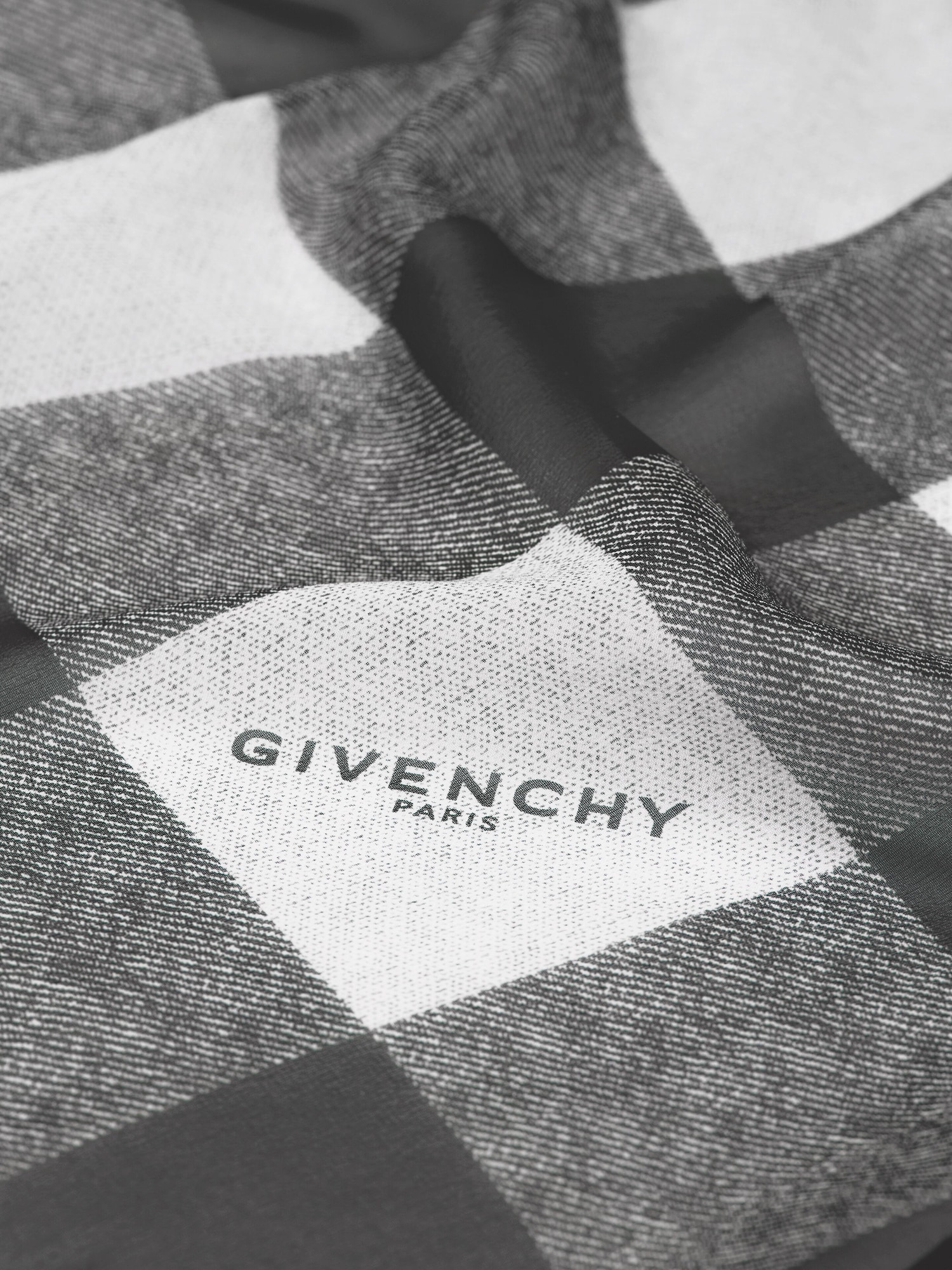 Carré a quadri in georgette di seta - nero/oro rosa | GIVENCHY IT