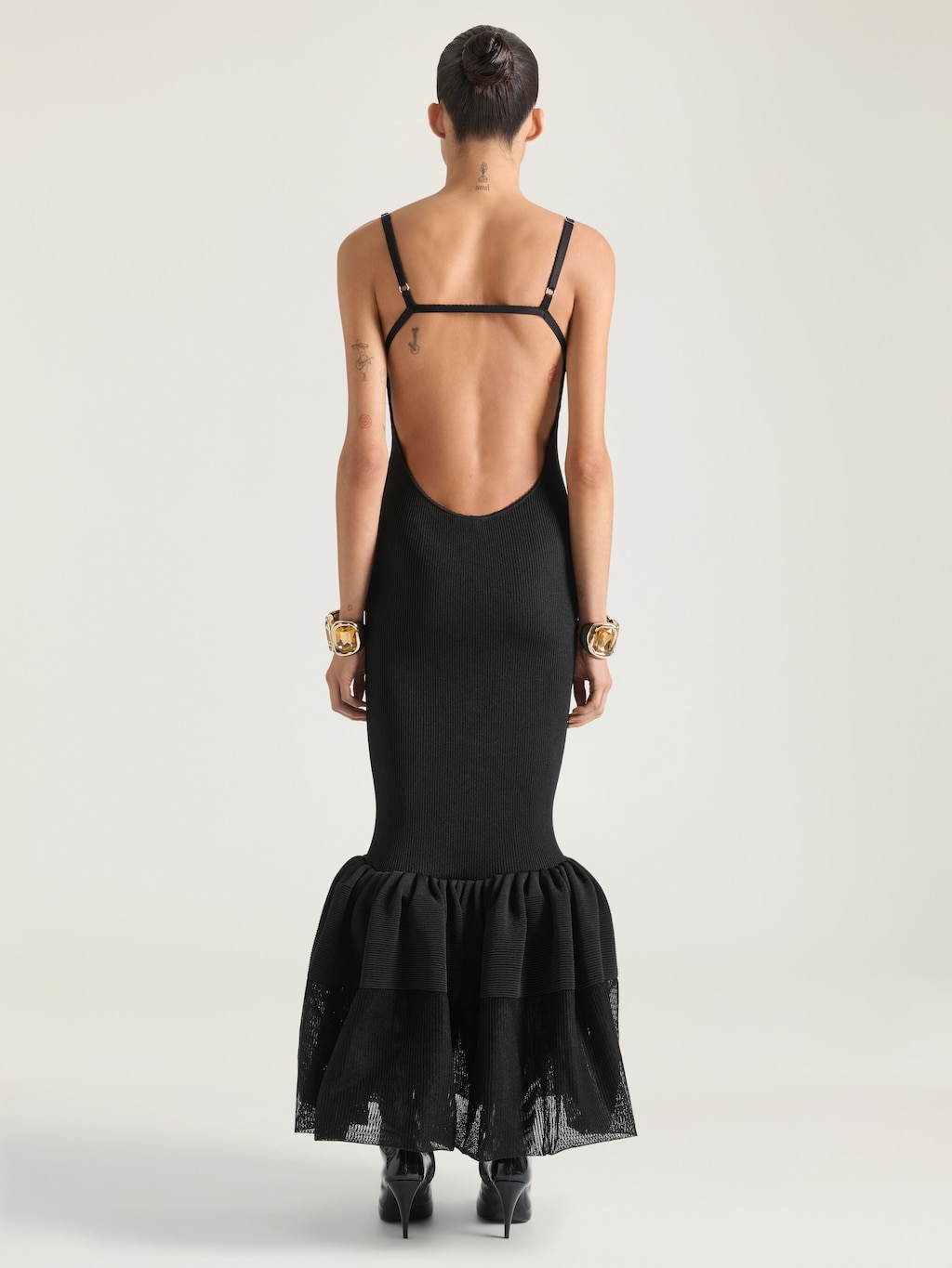 Open back ruffled dress in fine rib | Givenchy CA | Givenchy