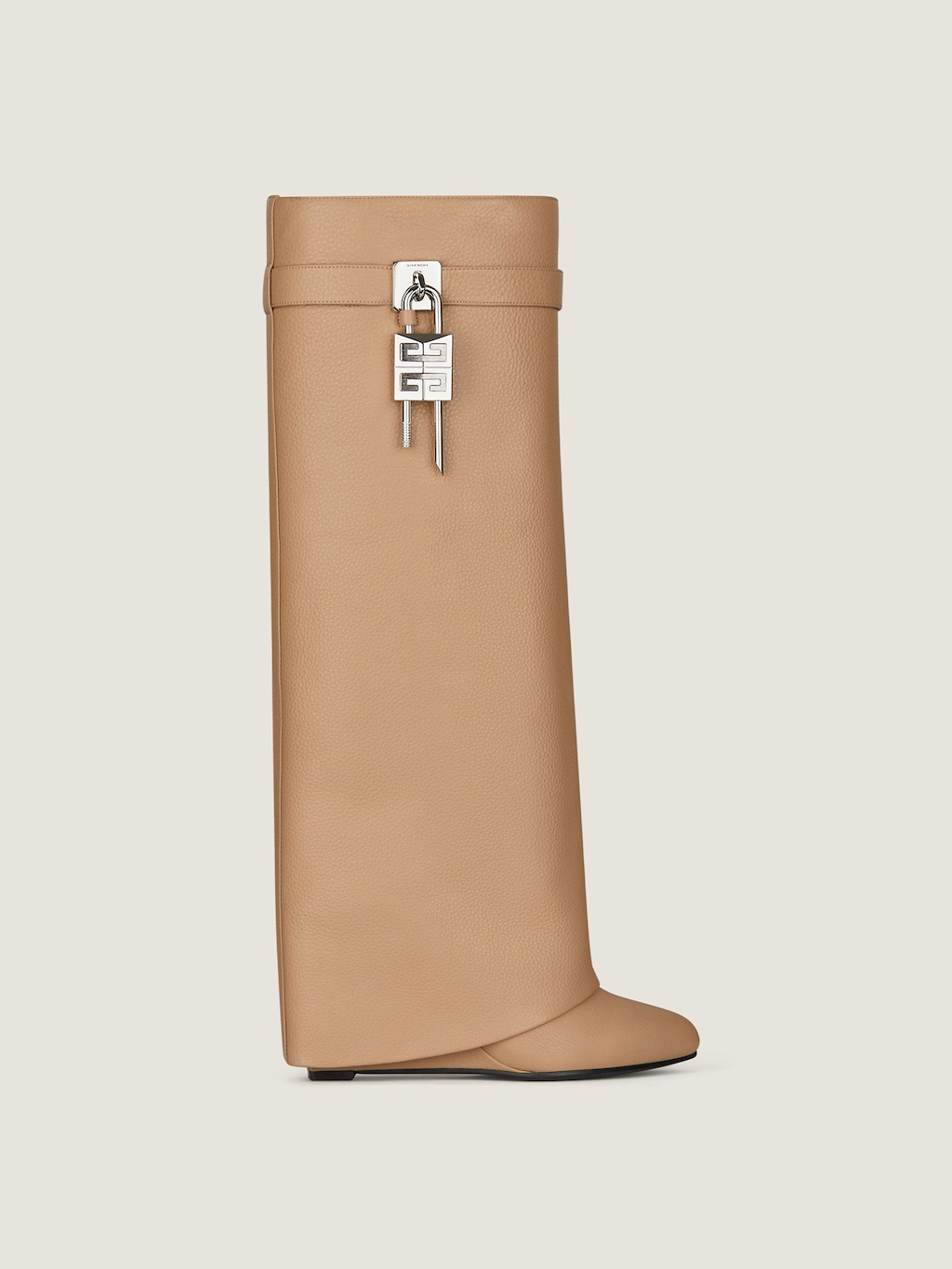 Shark Lock boots in grained leather in - beige | Givenchy US