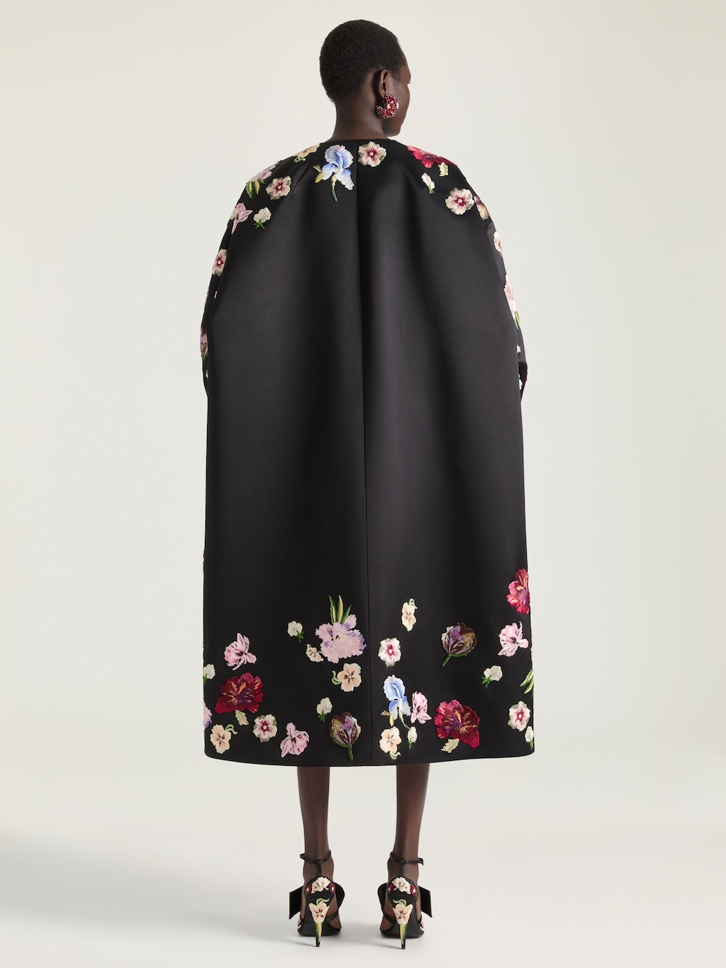 Cocoon coat in satin with embroideries | Givenchy US | Givenchy