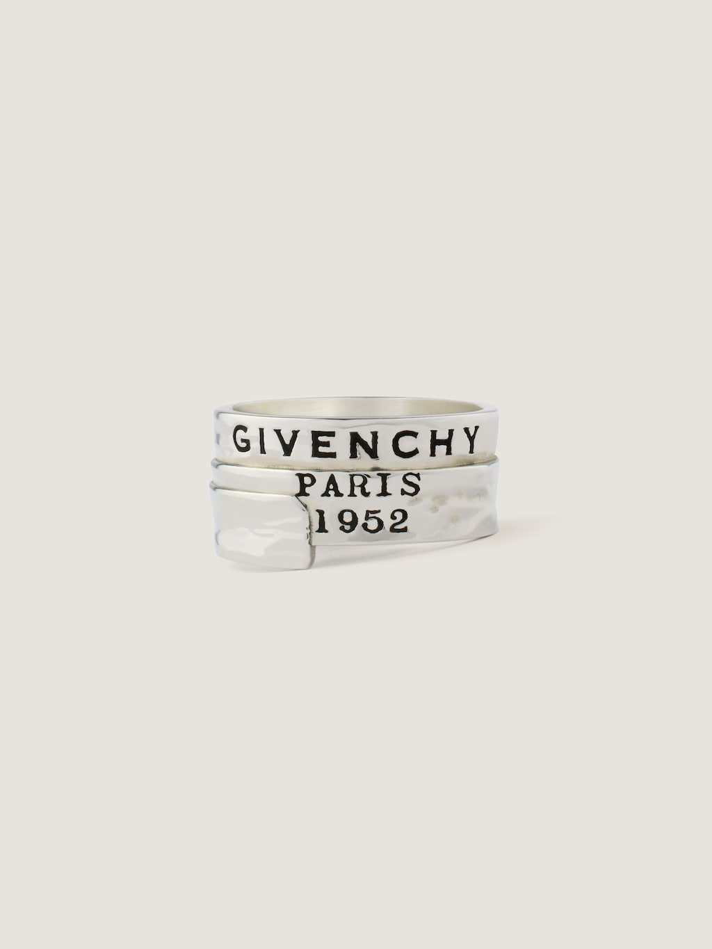 GIVENCHY Tape ring in metal and enamel in - antic silvery | Givenchy US