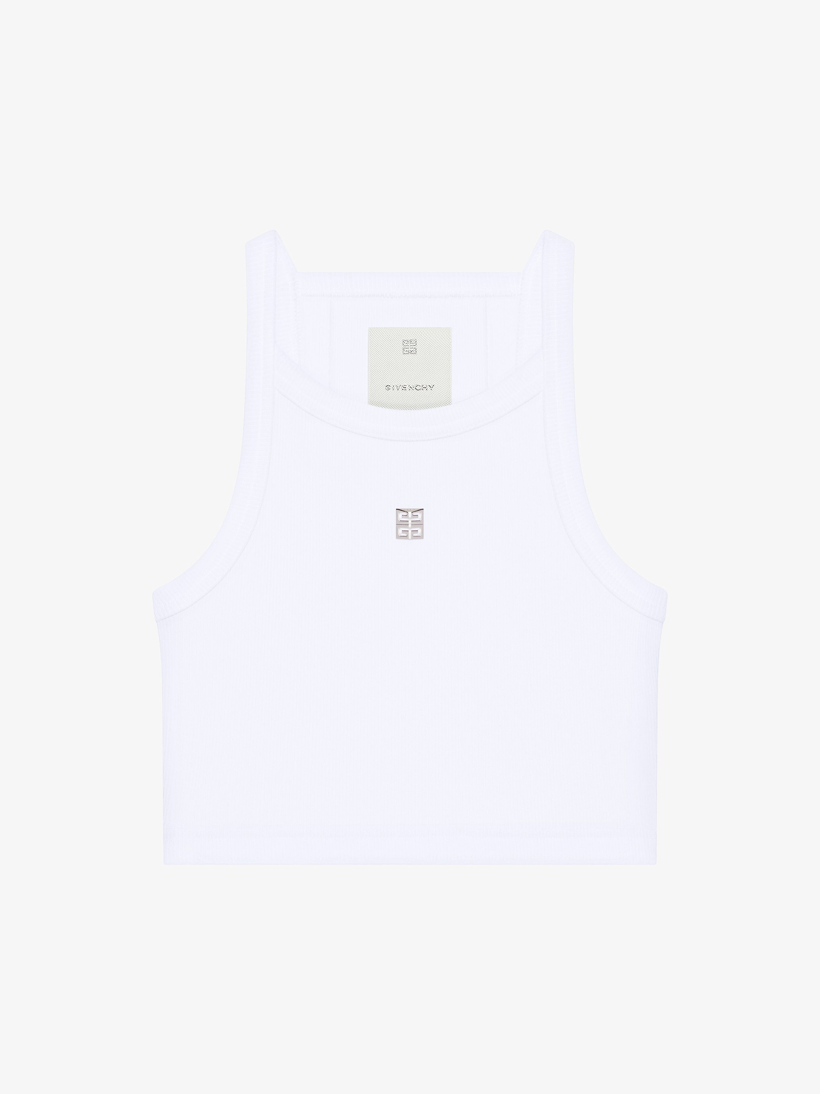 Cropped tank top in cotton with 4G detail in - white Cropped tank top in cotton with 4G detail in - white