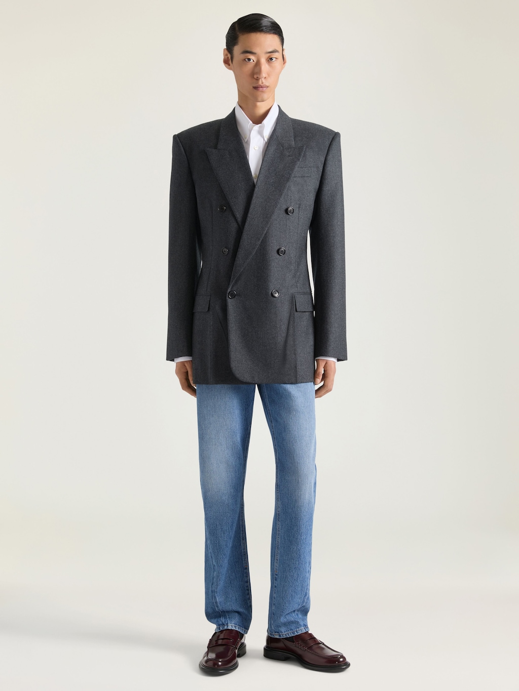 Double-breasted jacket in flannel in - grey mix | Givenchy