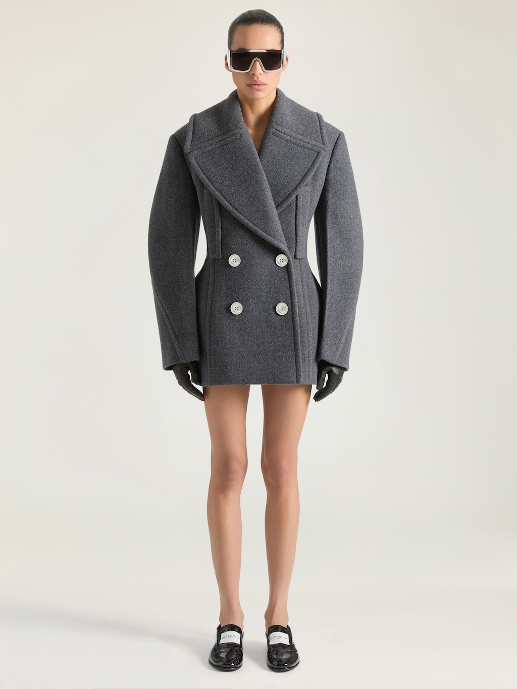 Cocoon peacoat in wool in - slate blend | Givenchy US