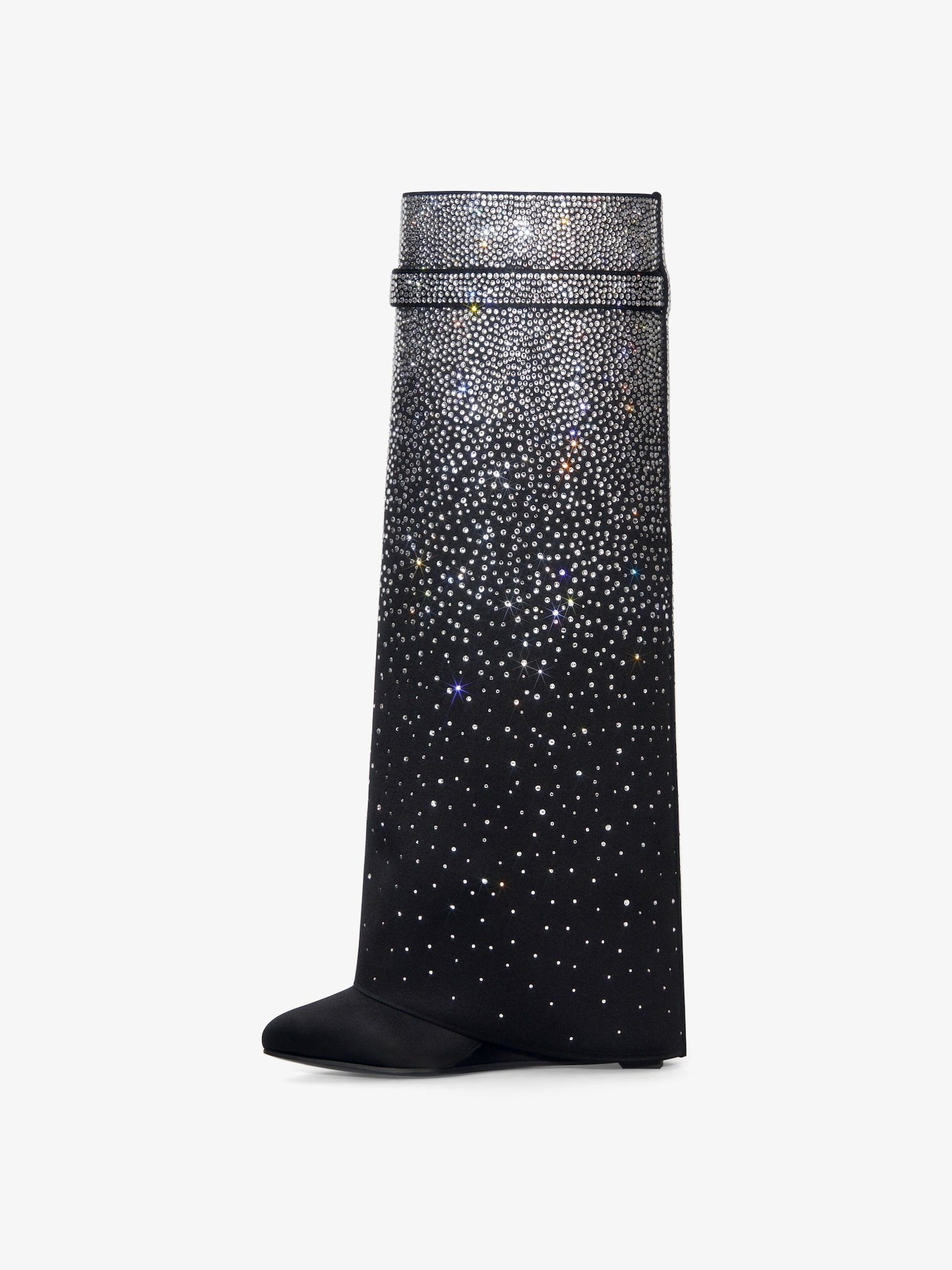 Shark Lock boots in satin with strass in - black/silvery | Givenchy US