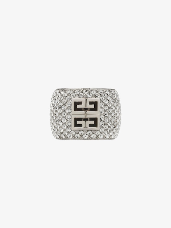4G ring in metal with crystals in - silvery | Givenchy US