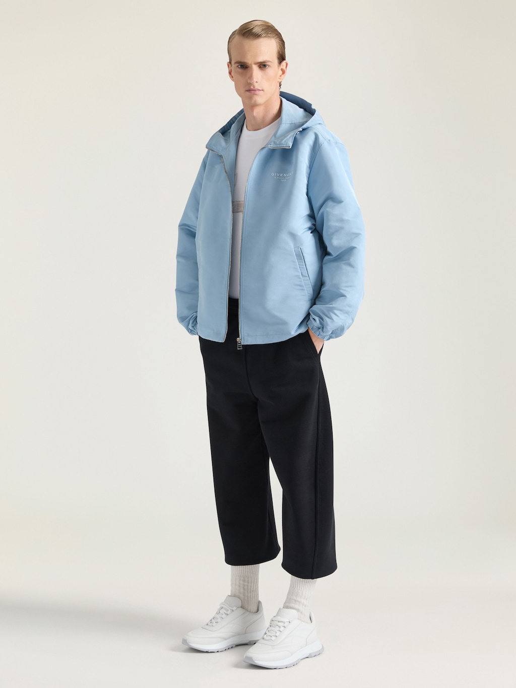 Windbreaker in polyfaille with GIVENCHY Stamp embroidery | Givenchy US | Givenchy