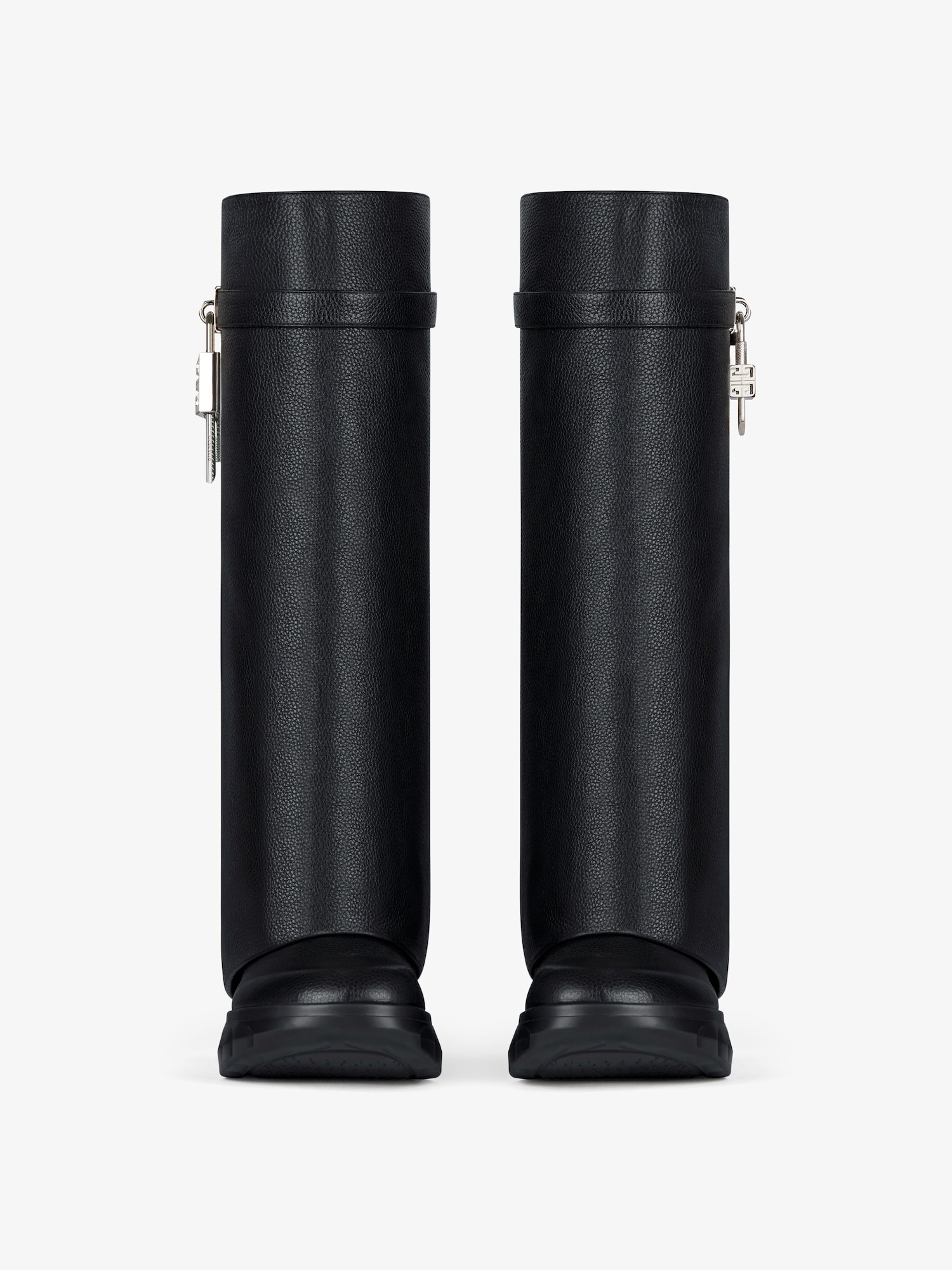 Shark Lock Biker boots in grained leather in - black | Givenchy US