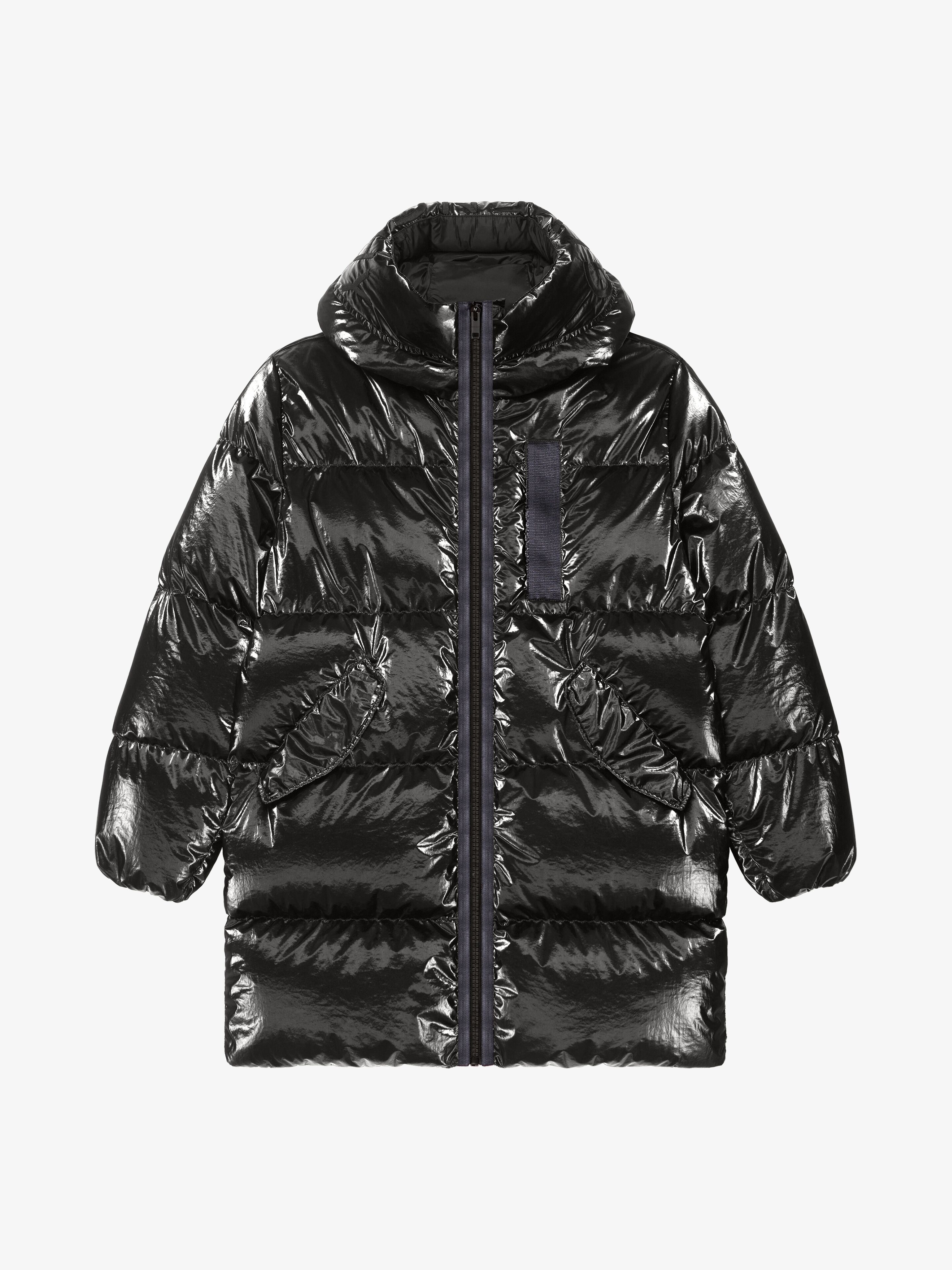 Givenchy Long Laminated Hooded Puffer In Black | ModeSens