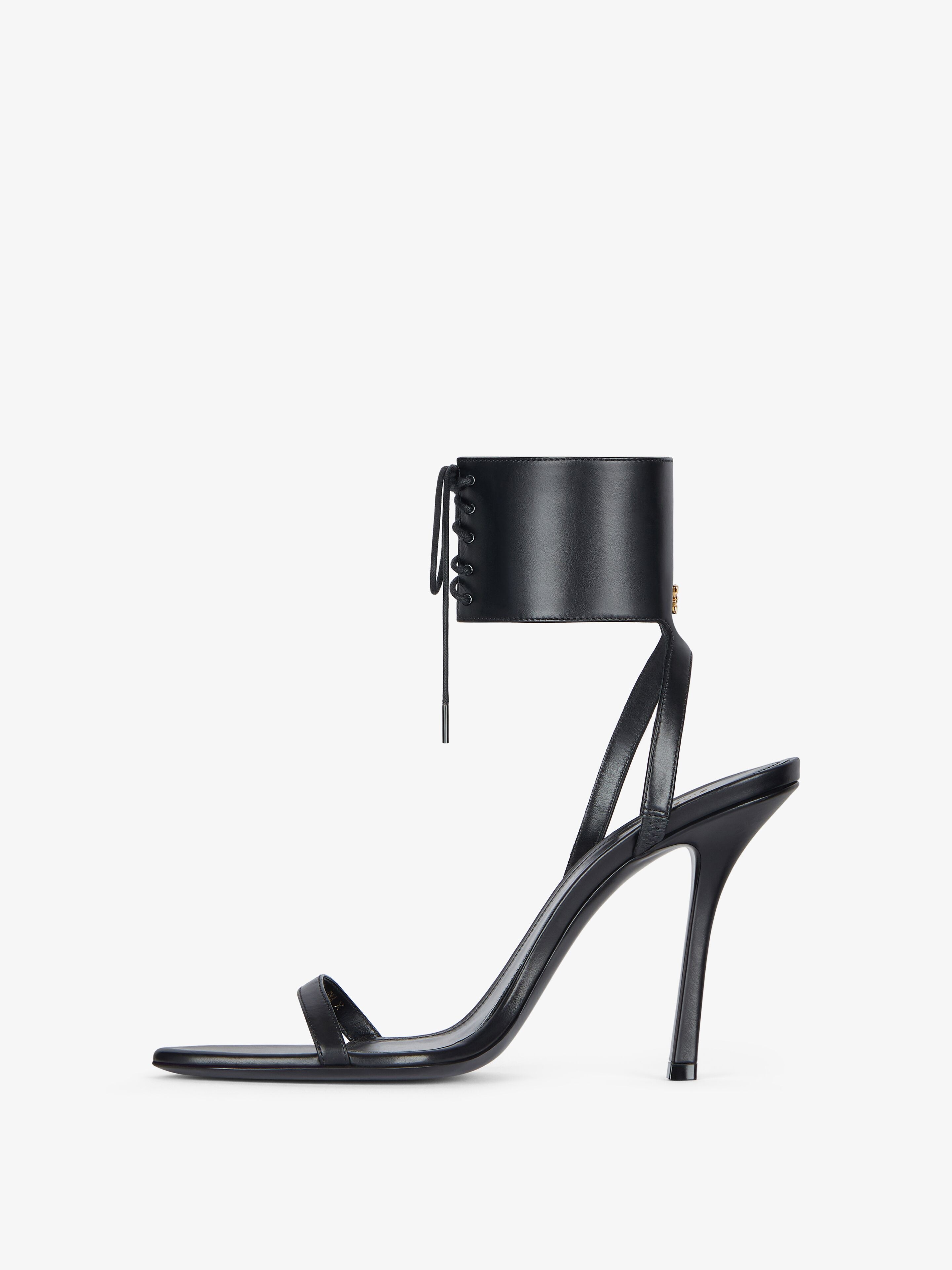 4G Liquid lace-up heeled sandals in leather in - black 4G Liquid lace-up heeled sandals in leather in - black