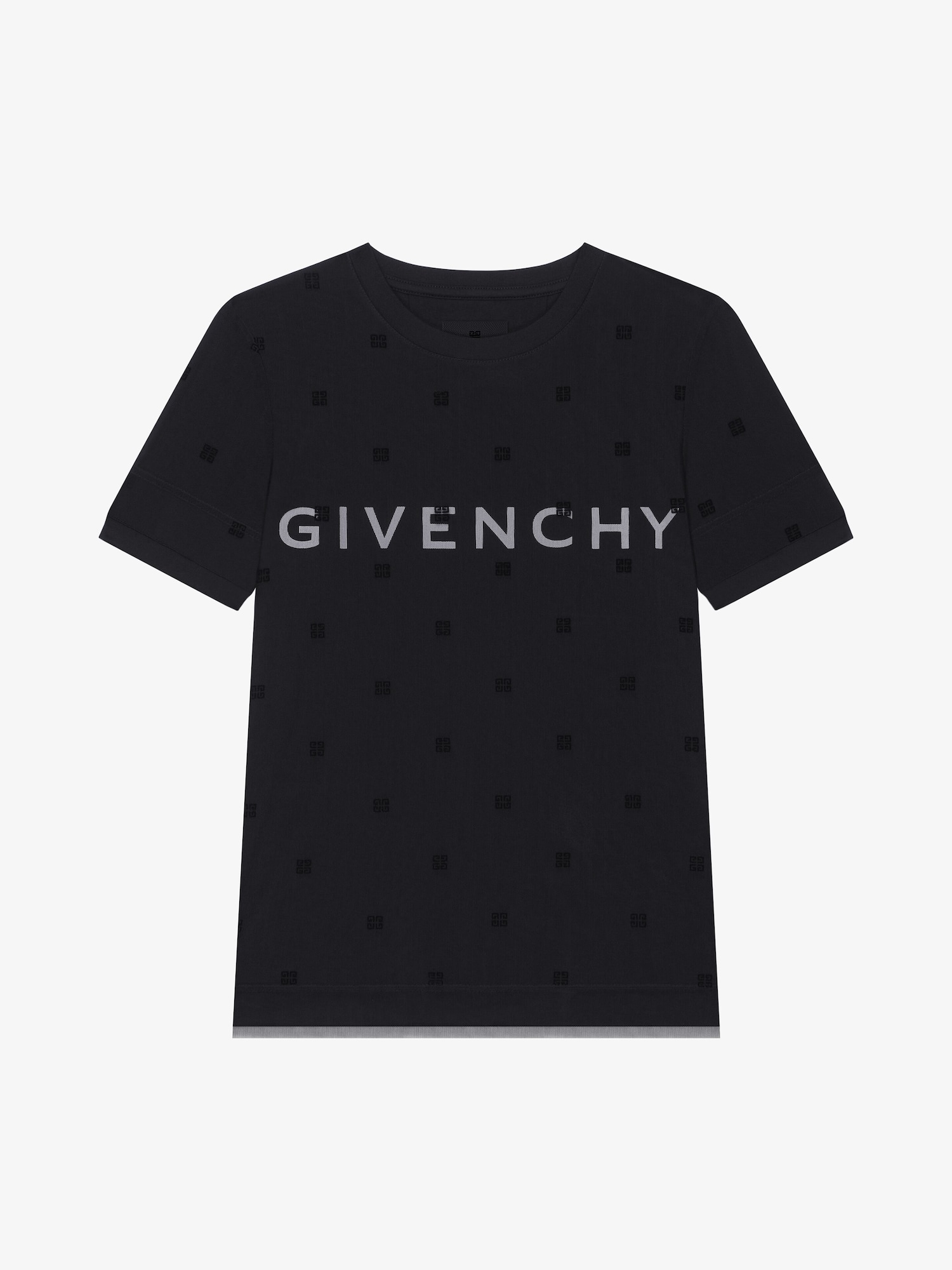 Double layered fitted t-shirt in cotton with 4G tulle | Givenchy CA ...