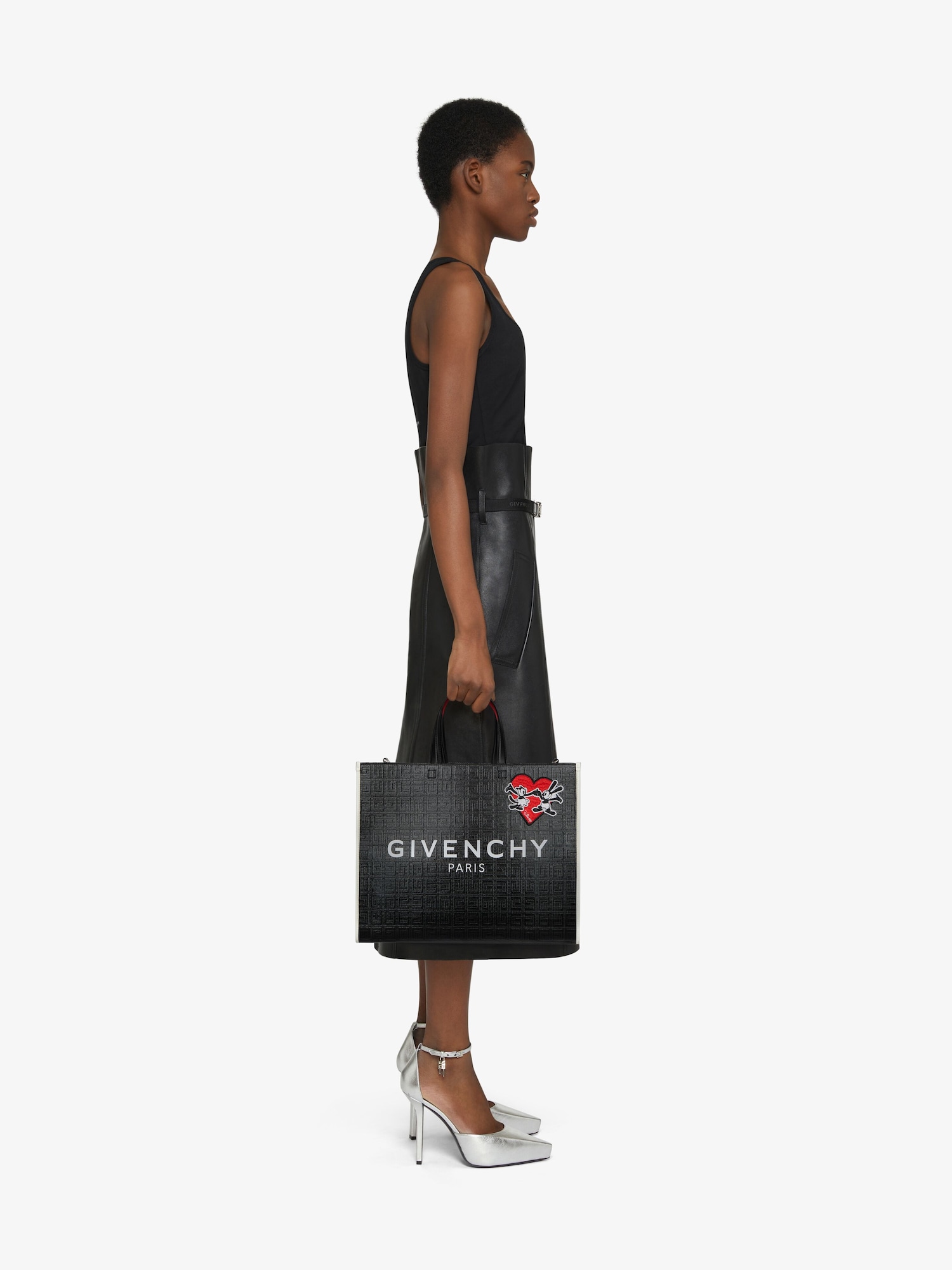 Medium G Tote Oswald shopping bag in 4G coated canvas - black | Givenchy US