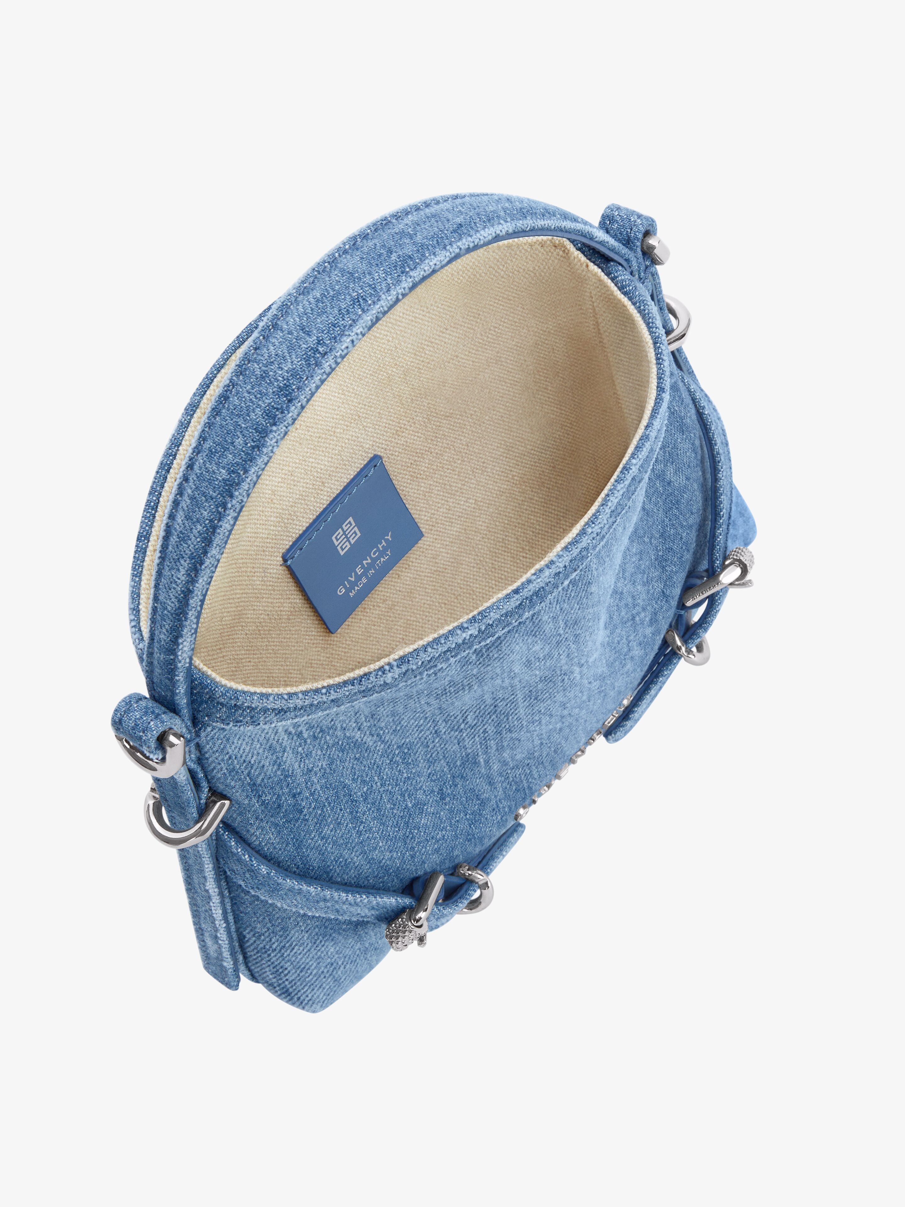 Nano Voyou bag in washed denim in - medium blue | Givenchy US Nano Voyou bag in washed denim in - medium blue | Givenchy US