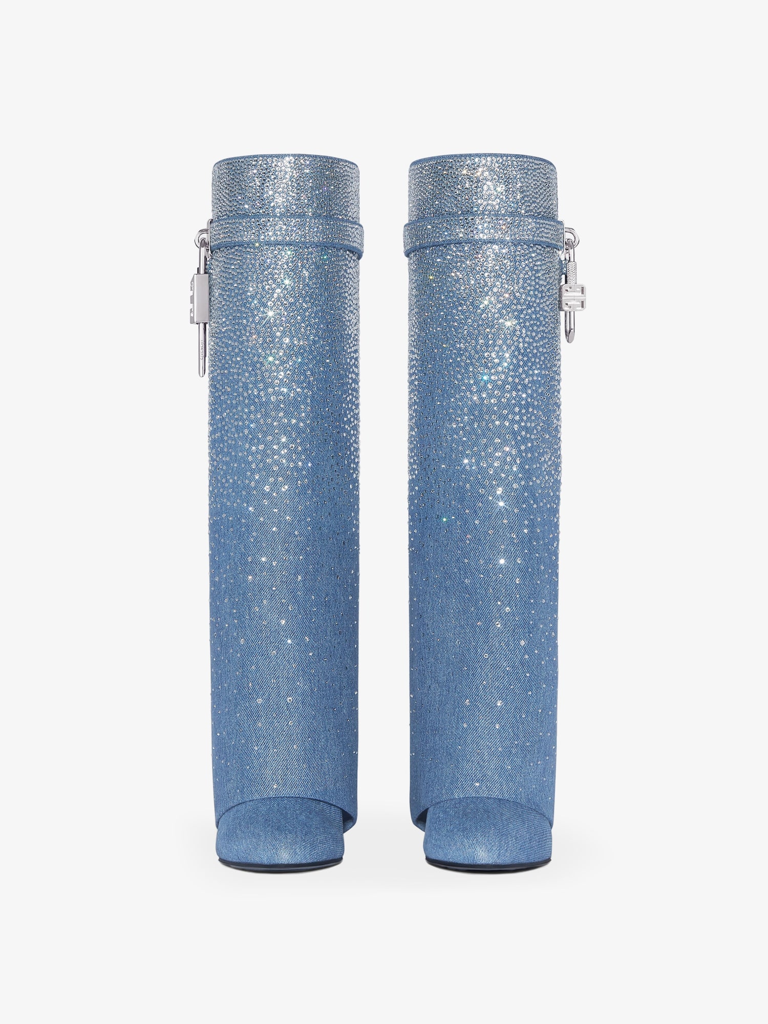 Shark Lock boots in denim with strass in - medium blue | Givenchy US