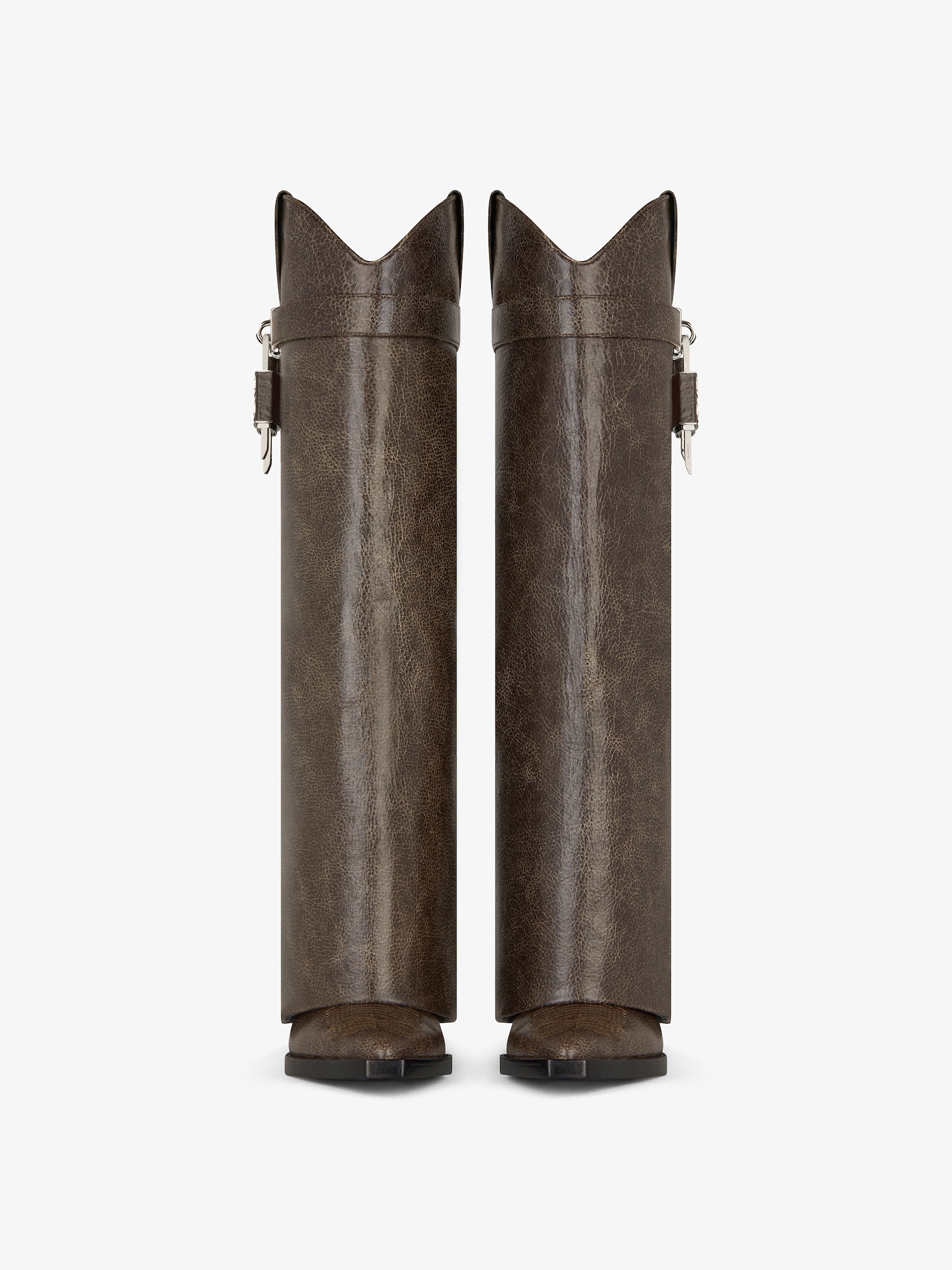 Shark Lock Cowboy boots in leather in - walnut brown | Givenchy US