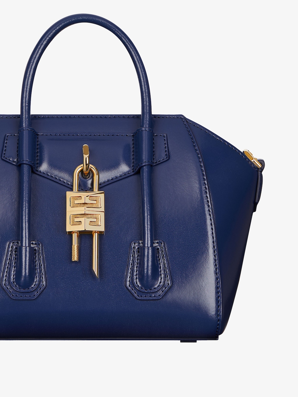 Mini Antigona Lock bag in Box leather in - petrol blue | Givenchy US